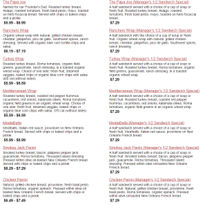 Jason's Deli Specialty Sandwiches - Catering Menu Prices